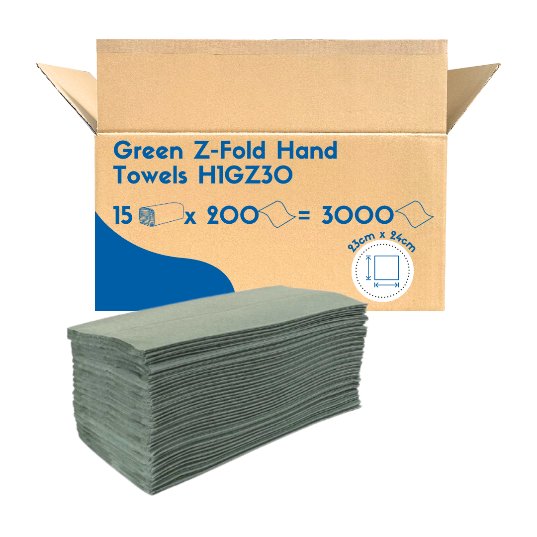 Z Fold Green Paper Hand Towels 1ply (3000 Case) – Avern Cleaning Supplies