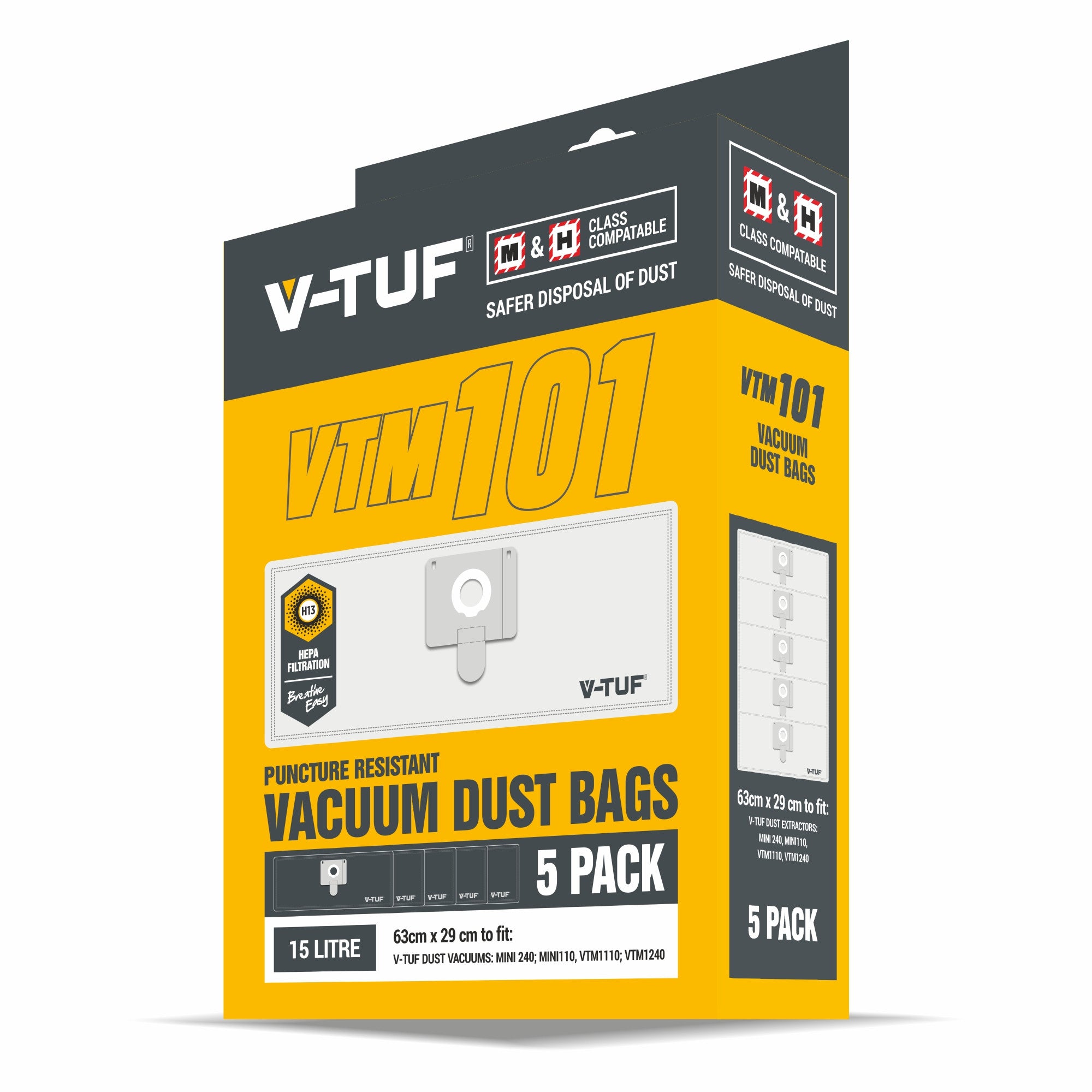 V-TUF Mini Vac Dust Bags Pack of 5 - VTM101 – Avern Cleaning Supplies